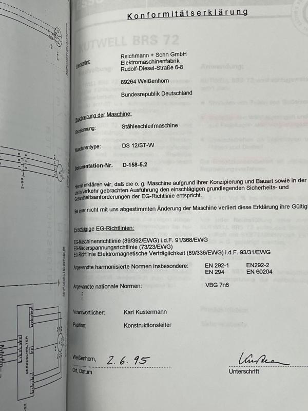 Bedienungsanleitung, und Schaltplan Stähleschleifmaschine